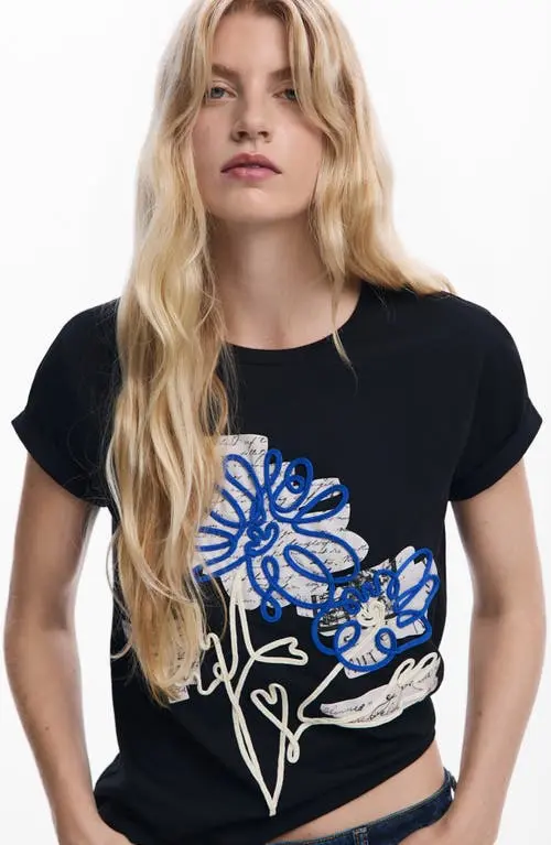 Desigual Floral Graphic Cotton T-shirt