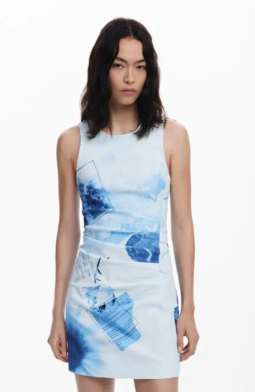 Desigual Printed Pleated Sleeveless Minidress