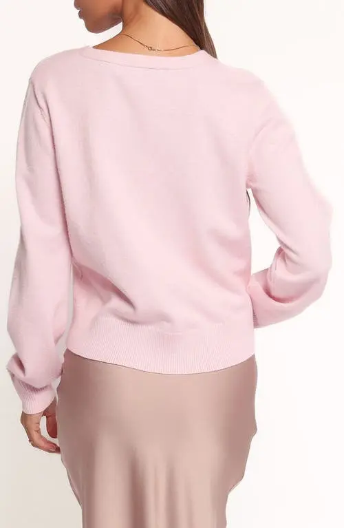PETAL & PUP Rib Trim V-neck Cardigan - Light Pink