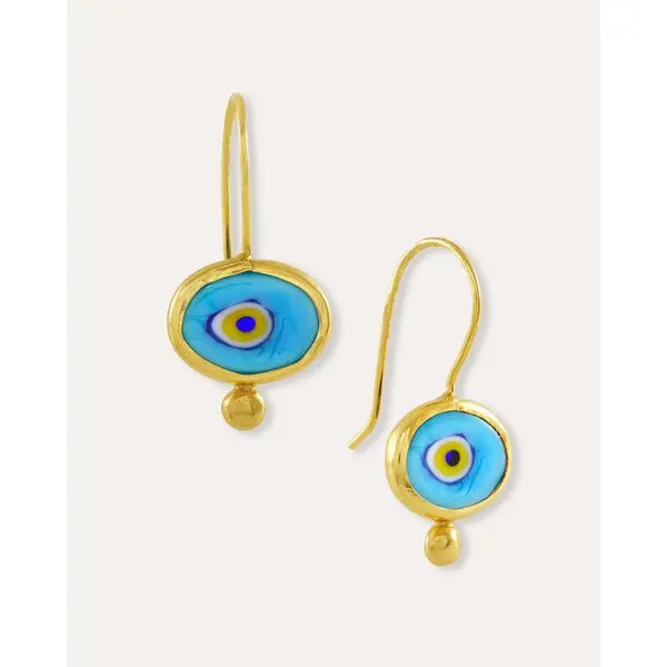OTTOMAN HANDS Alara Evil Eye Drop Earrings - Blue