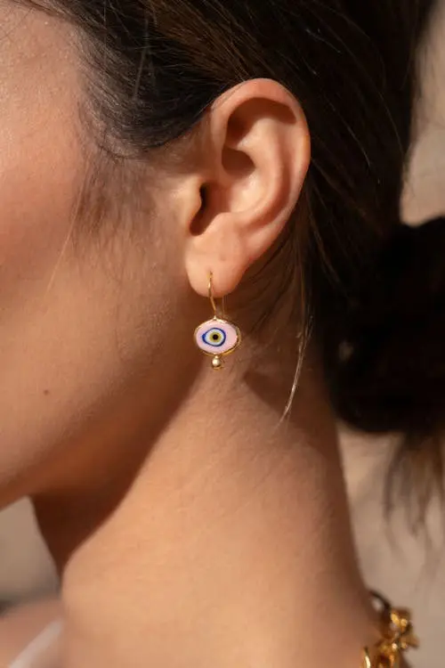 OTTOMAN HANDS Alara Evil Eye Drop Earrings - Gold