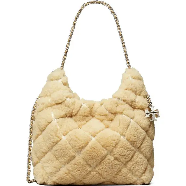 Tory Burch Fleming Genuine Shearling Hobo Bag