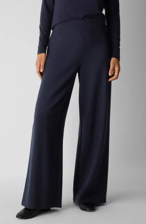 Eileen Fisher High-waisted Wide-leg Pants - Ink