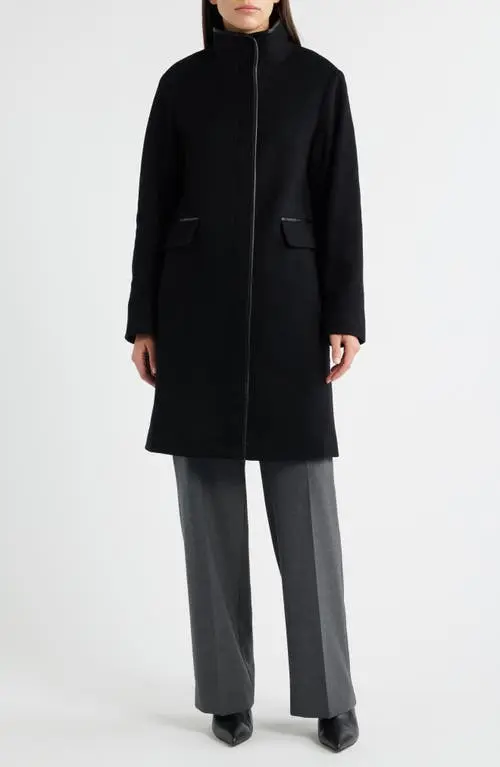 Fleurette Wool Coat With Leather Trim