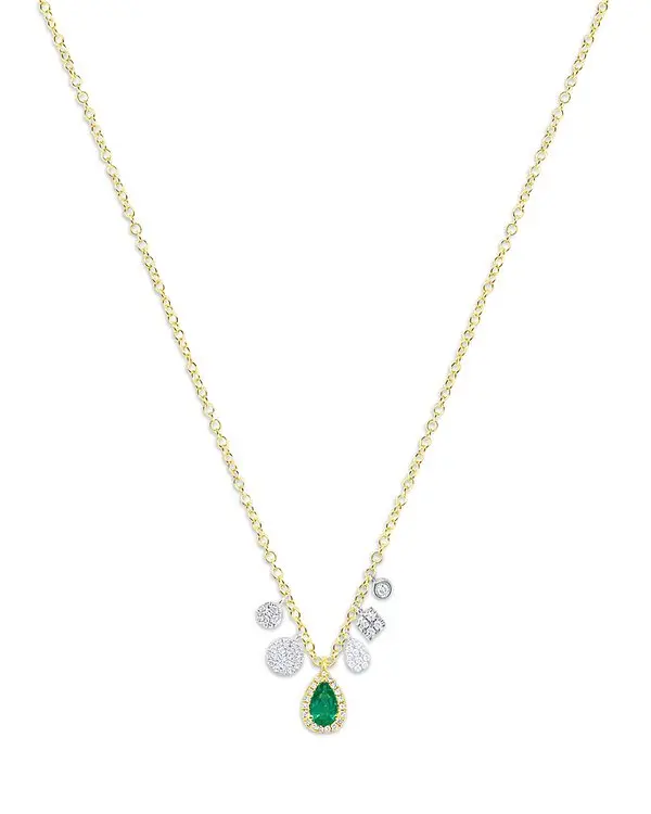 Meira T 14k Emerald And Diamond Pendant Necklace - Gold