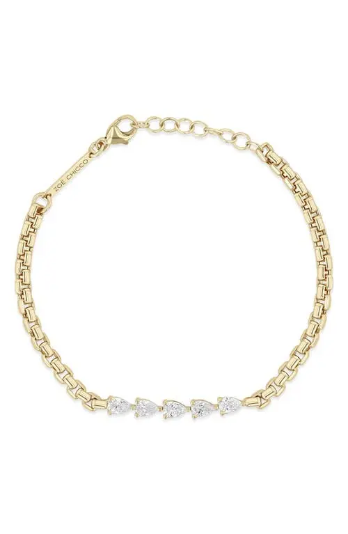Zoe Chicco Diamond Pear Box Chain Bracelet