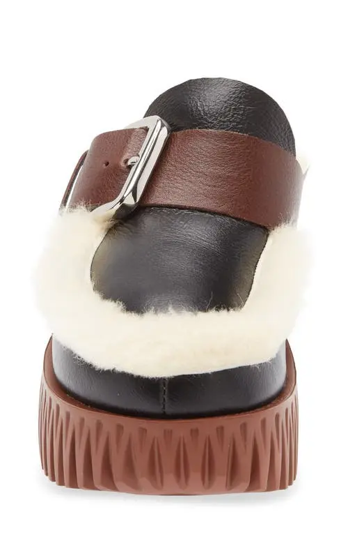 4CCCCEES Genuine Shearling Platform Clogs - Oreo