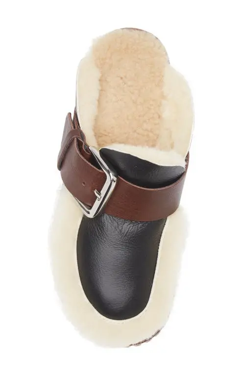 4CCCCEES Genuine Shearling Platform Clogs - Oreo
