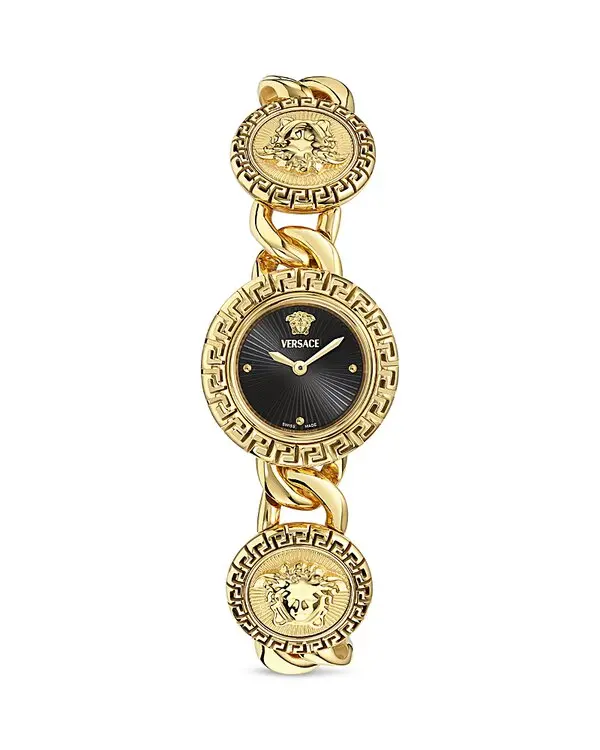 Versace La Greca Stud Icon Watch, 28mm - Black/gold