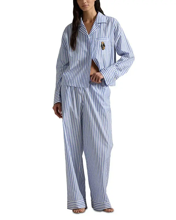 Polo Ralph Lauren Lauren Ralph Lauren Bloom Long Sleeve Pajama Set - White Cloud X Hydrangea