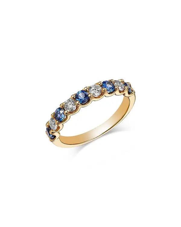 Bloomingdale'S 14k Yellow Gold Gemstone And Diamond Band Ring - Blue Sapphire/gold