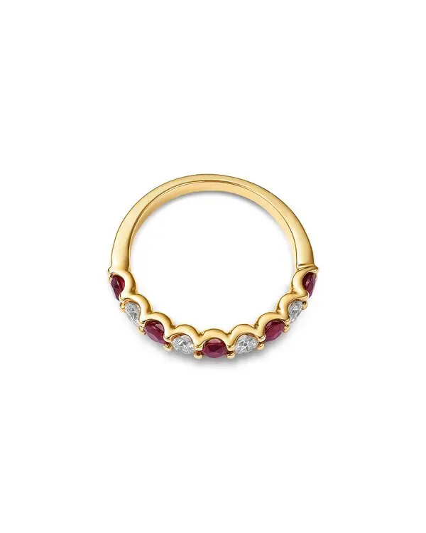 Bloomingdale'S 14k Yellow Gold Gemstone And Diamond Band Ring - Ruby/gold
