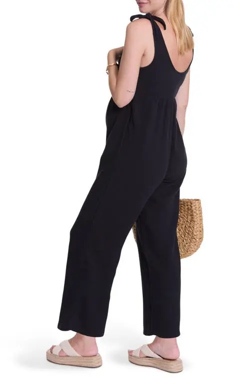 CACHE COEUR Organic Cotton Gauze Maternity/nursing Jumpsuit - Black