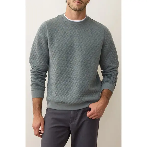 Marine Layer Corbet Diamond Quilted Sweatshirt - Dusty Pine