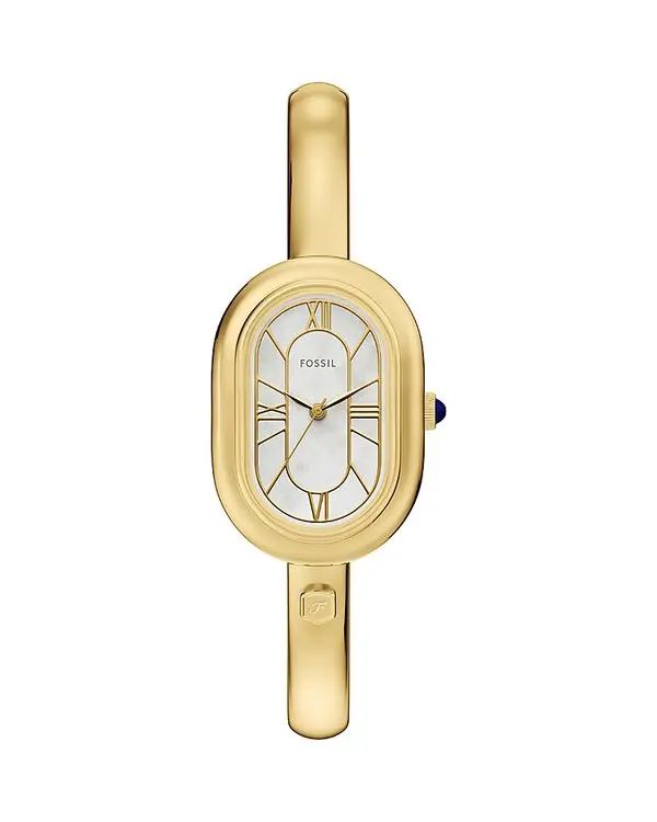 Fossil Gold-tone Stainless Steel Bangle Watch 25mm X 36mm - White/gold