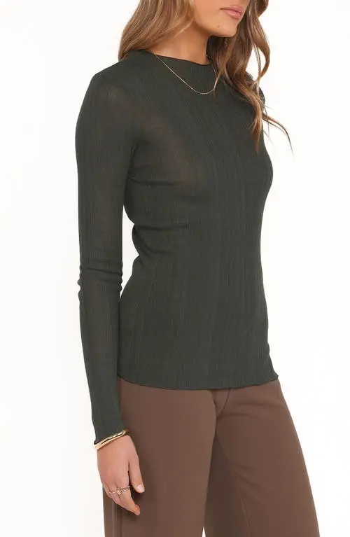 PETAL & PUP Delphine Fine Rib Knit Top - Dark Green