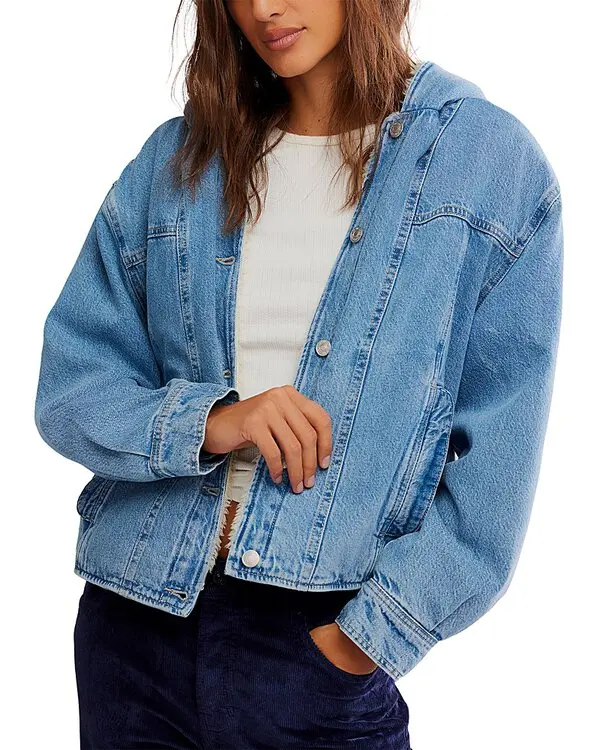 Free People Asher Cozy Denim Jacket - Snowdrift
