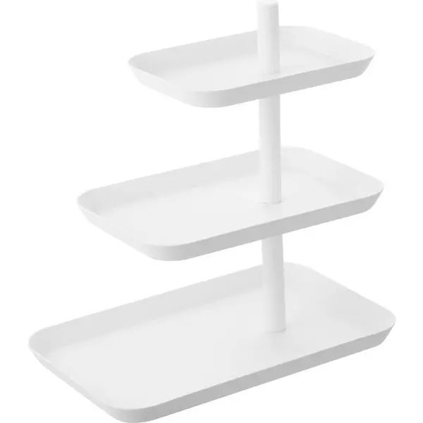 YAMAZAKI Tower Three-tier Steel Serving Stand - White