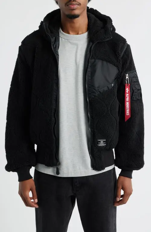 Alpha Industries Quilted Fleece Hooded Flight Jacket