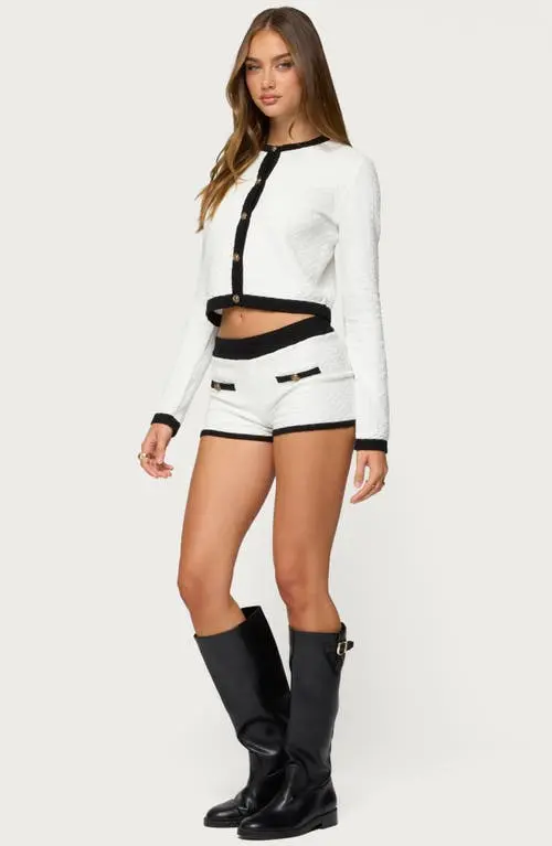 EDIKTED Textured Knit Shorts With Trim