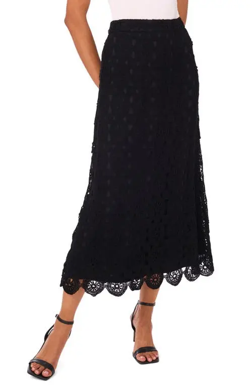 Vince Camuto Crochet Cotton Blend Maxi Skirt - Rich Black