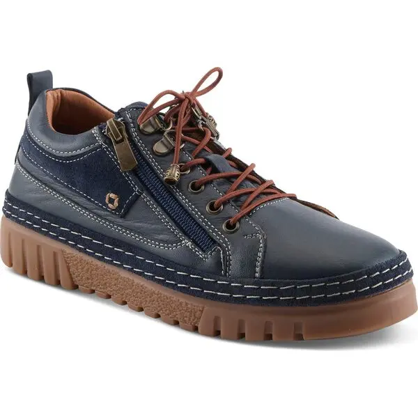 SPRING STEP SHOES Lauria Leather Sneaker - Navy