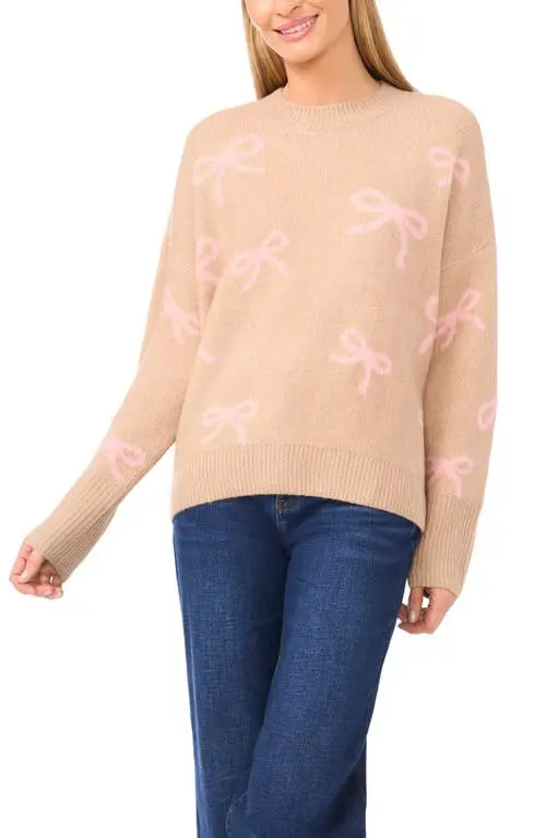 CECE DUPRAZ Jacquard Crewneck Sweater - Coastal Beige