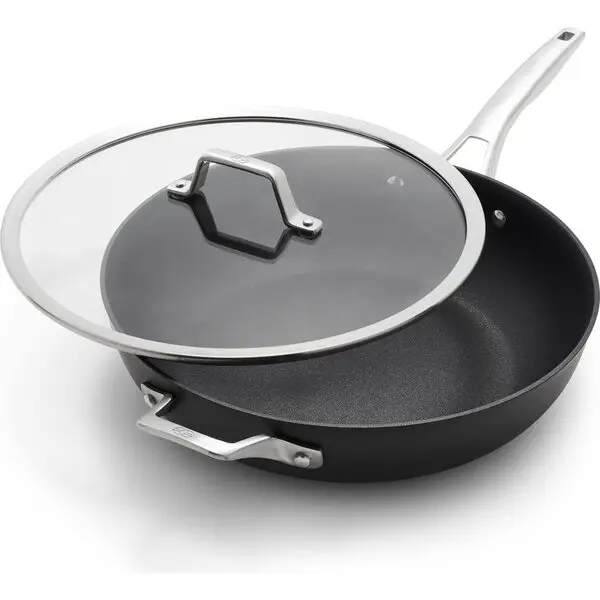 CALPHALON Premier Hard Anodized Nonstick 13-inch Deep Skillet With Lid - Black