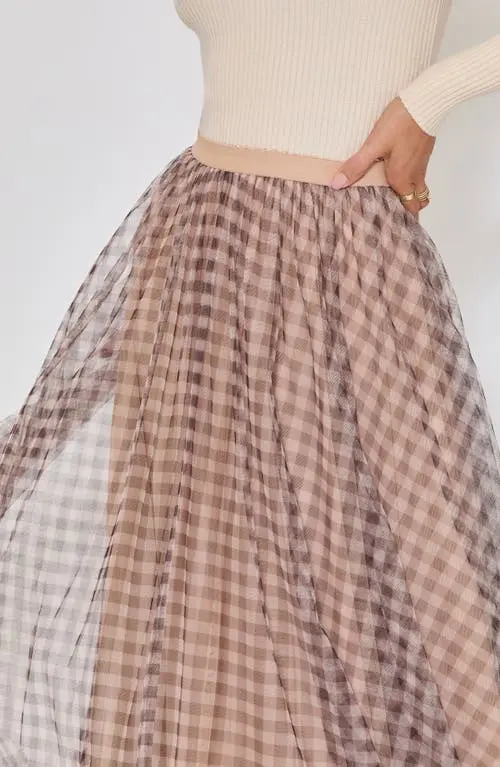 VICI Gingham Mesh Overlay Maxi Skirt