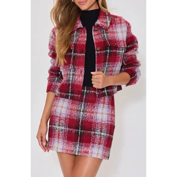 VICI Margaret Plaid Crop Shirt Jacket