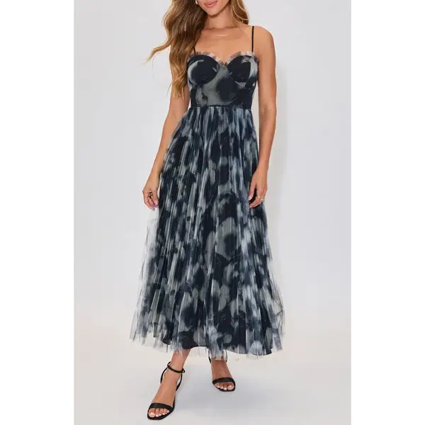 VICI Dark Romance Pleated Maxi Dress