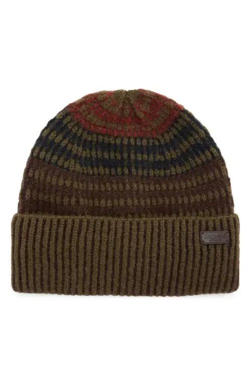Barbour Rib-knit Beanie - Olive/fired Brick