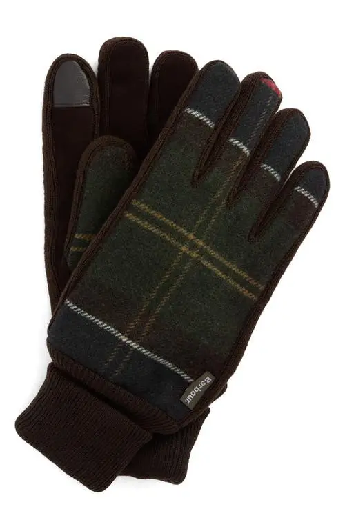 Barbour Hackney Tartan Mixed Media Touchscreen Gloves - Classic Tartan