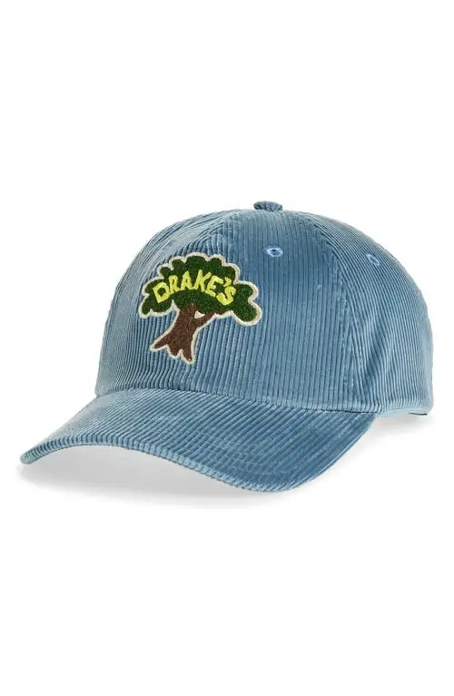 DRAKE'S Embroidered Logo Baseball Cap - 200 Cornflower Blue
