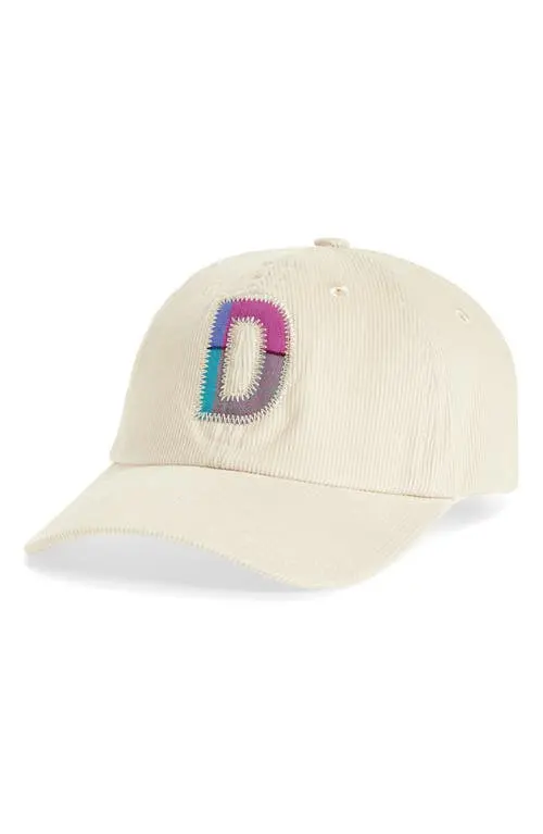 DRAKE'S Appliqué Linen Corduroy Baseball Cap - Ecru