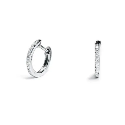 ZARUX Diamond Pavé Huggie Hoop Earrings - White Gold