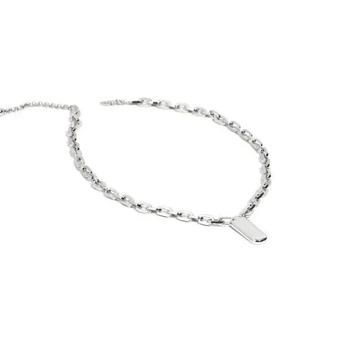 ZARUX 925 Sterling Silver Chain Necklace - White Gold