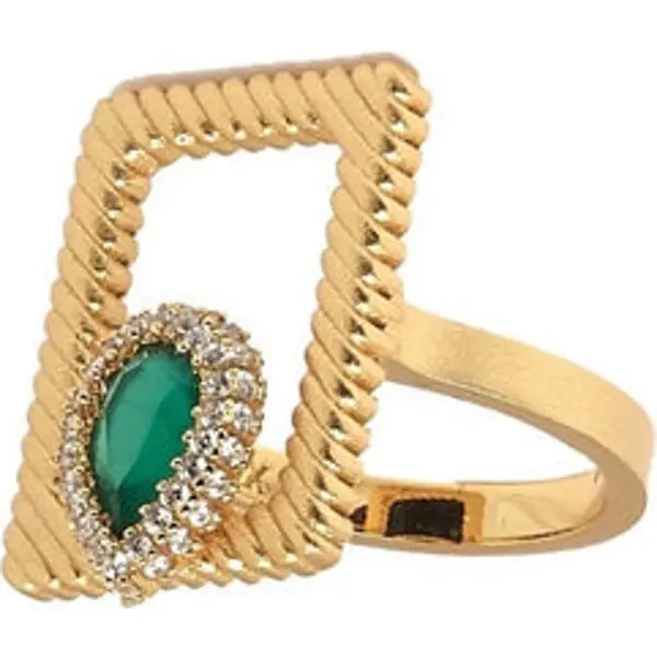 ZARUX Green Onyx Vermeil Ring - Yellow Gold