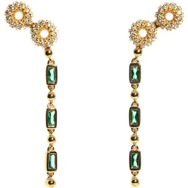 ZARUX Flower Drop Earrings - Yellow Gold