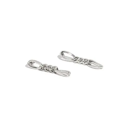 ZARUX Figaro Chain Earrings - White Gold