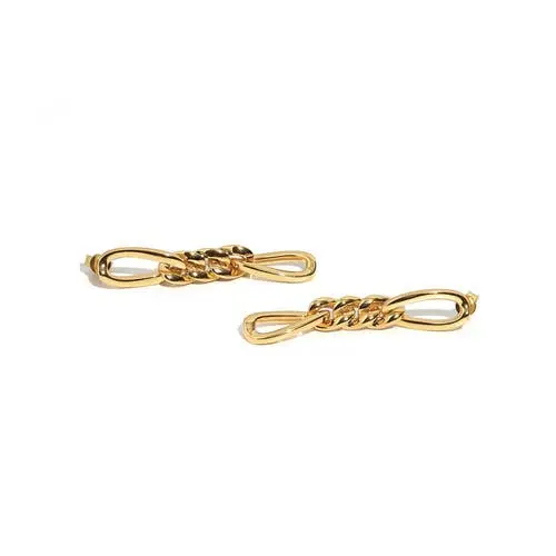 ZARUX Figaro Chain Earrings - Yellow Gold