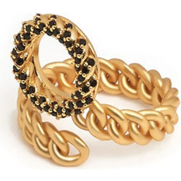 ZARUX Circle Twist Cuban Vermeil Ring - Yellow Gold