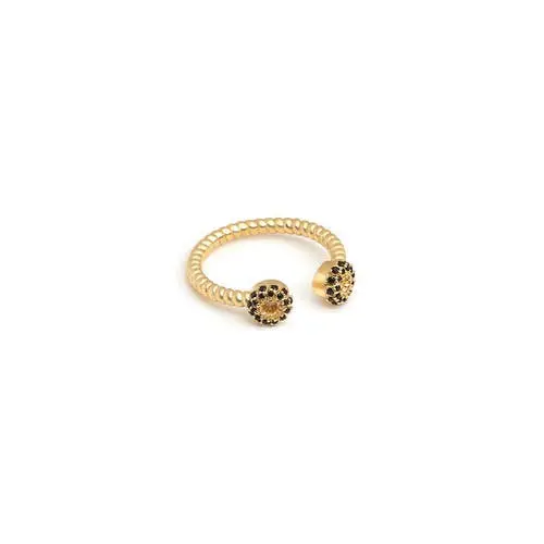 ZARUX Twist Black Onyx Ring - Yellow Gold