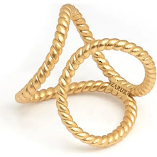 ZARUX Rope Ring With Moissanite Stone - Yellow Gold
