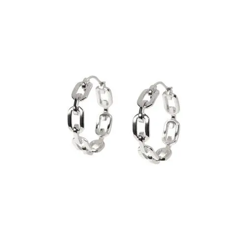 ZARUX Modern Day Hoop Earrings - White Gold