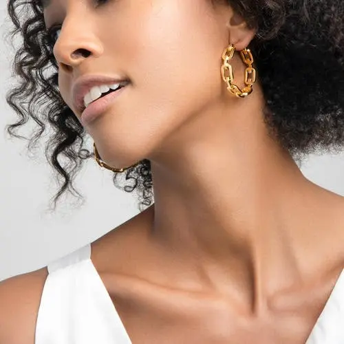 ZARUX Modern Day Hoop Earrings - Yellow Gold