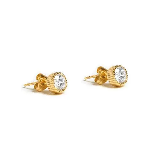 ZARUX Radiant Glow Stud Earrings - Yellow Gold