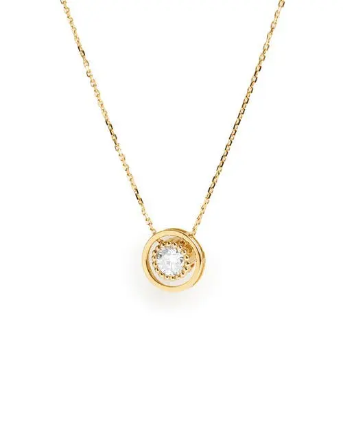 ZARUX Eternal Halo Diamond Pendant Necklace - Yellow Gold