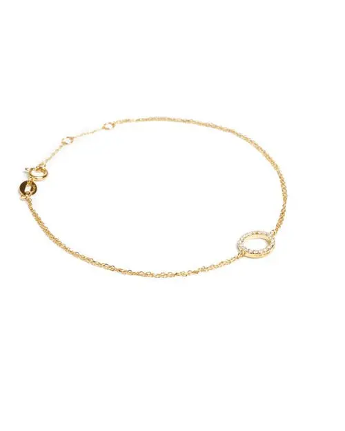 ZARUX Gold Circle Bracelet With Diamonds - Yellow Gold