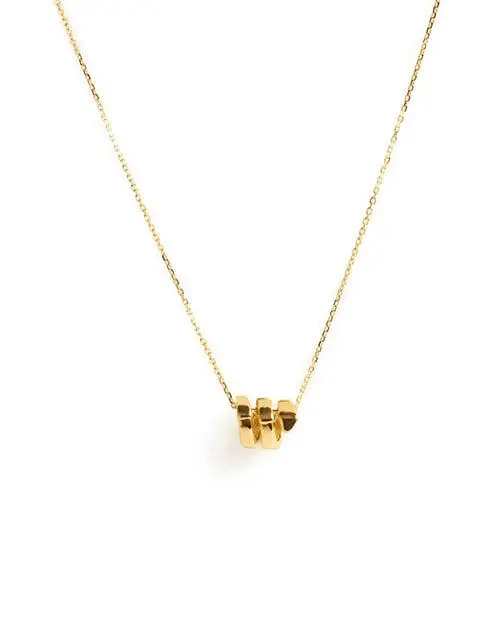ZARUX Gold Barrel Pendant Necklace - Yellow Gold